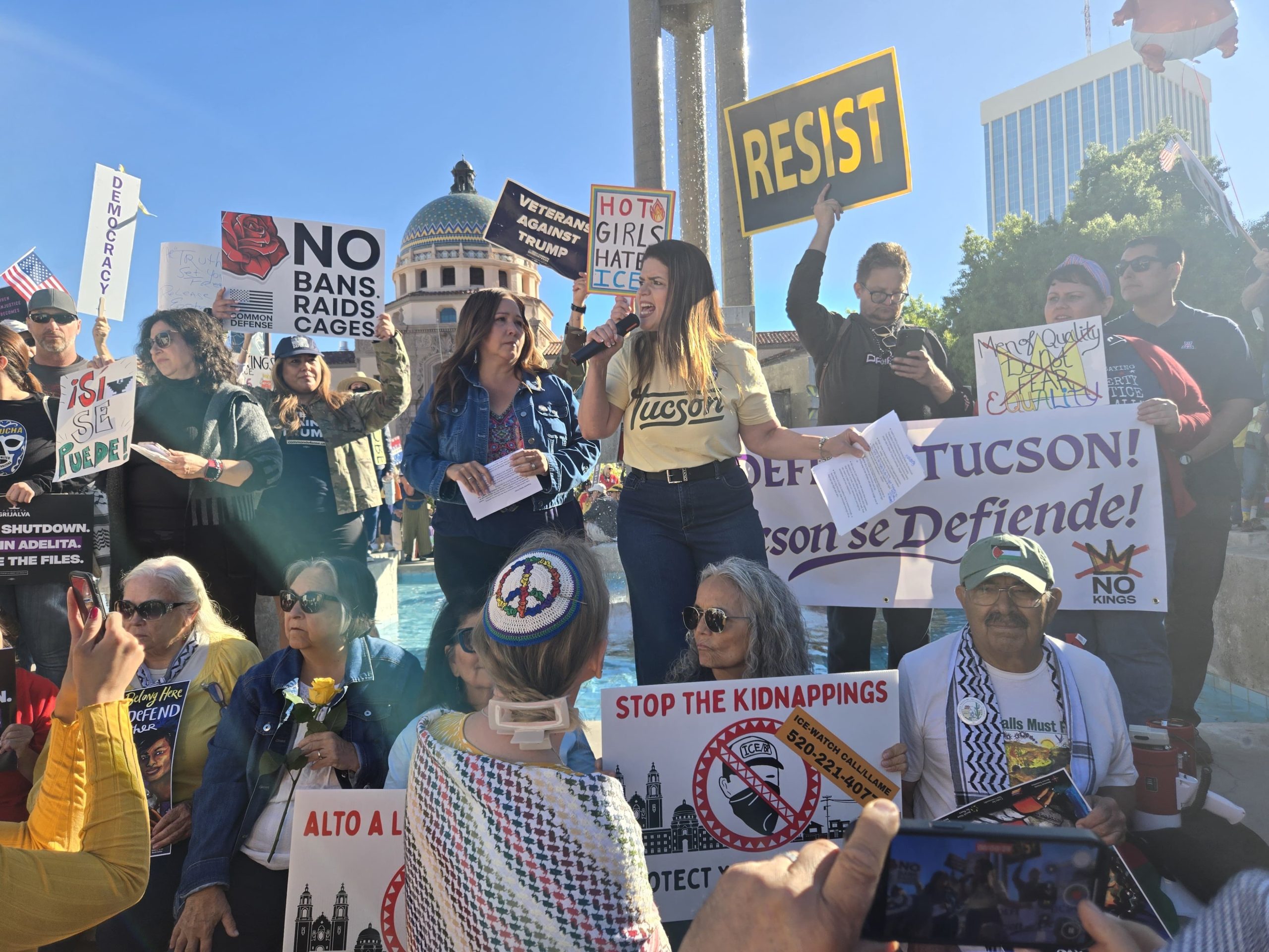 'We are guerreras.' Tucson ‘No Kings' rally demands Congress swear in ...